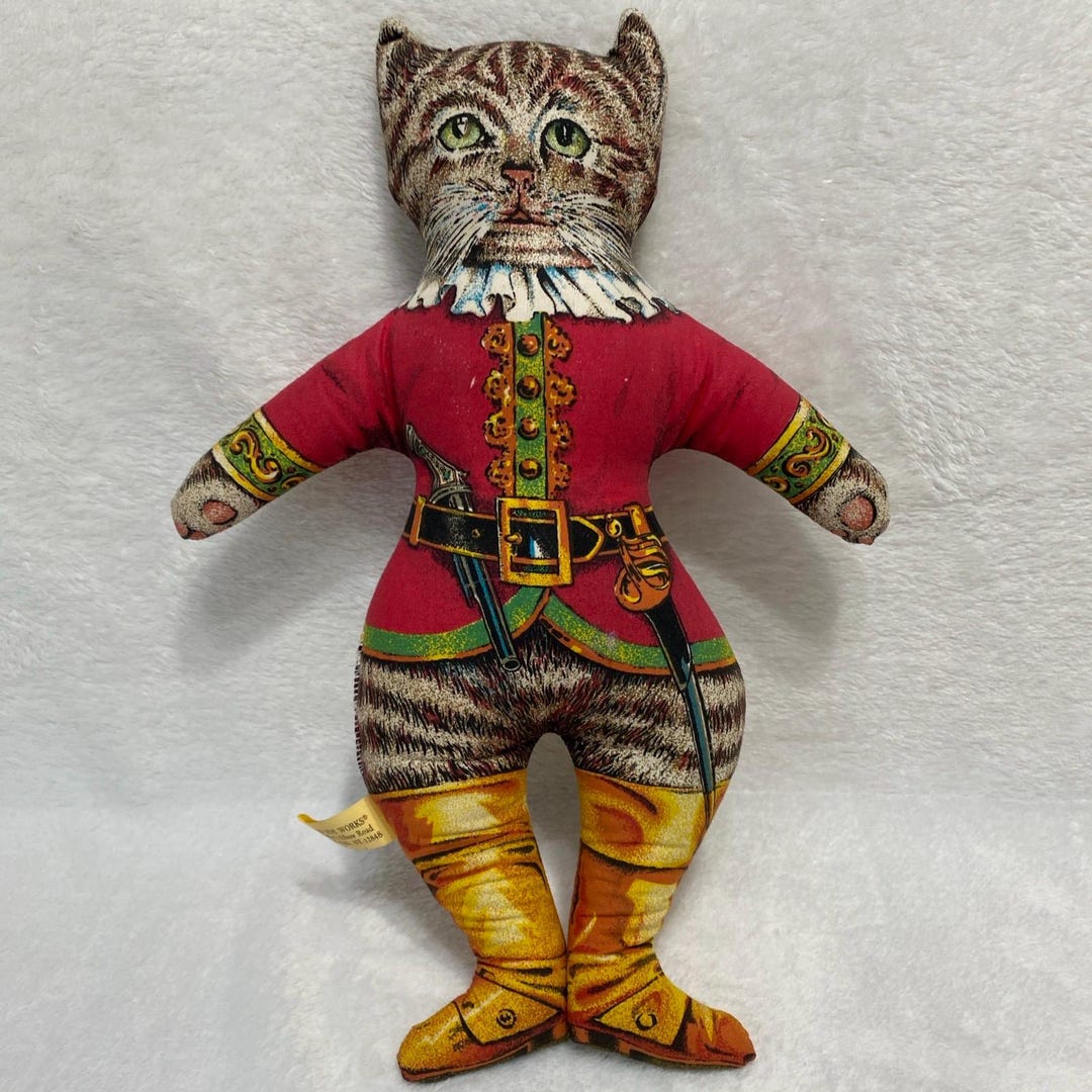 The Toy Works Puss N Boots 14” Stuffed Sewn Cat Vtg - Etsy
