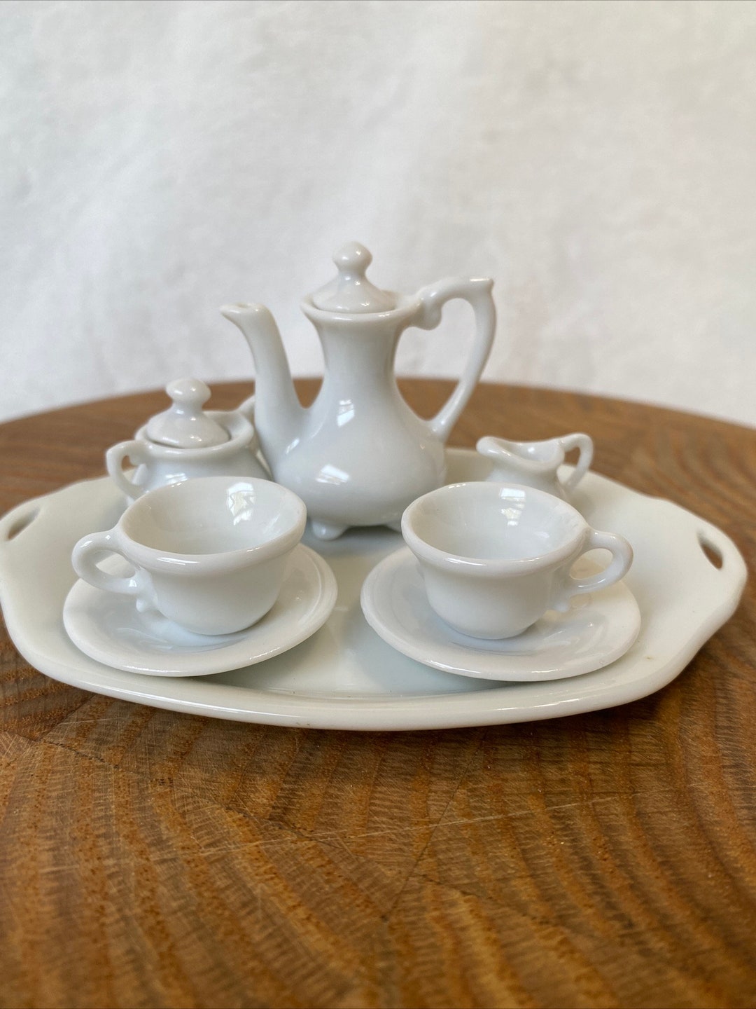 Mini Porcelain Tea Set White Made in Japan Dollhouse - Etsy