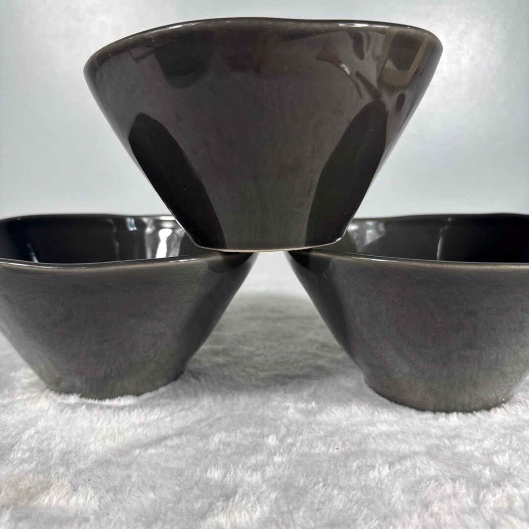 3- 6”crate and Barrel Marin Dark Gray Soup Cereal Bowl Disco Color - Etsy