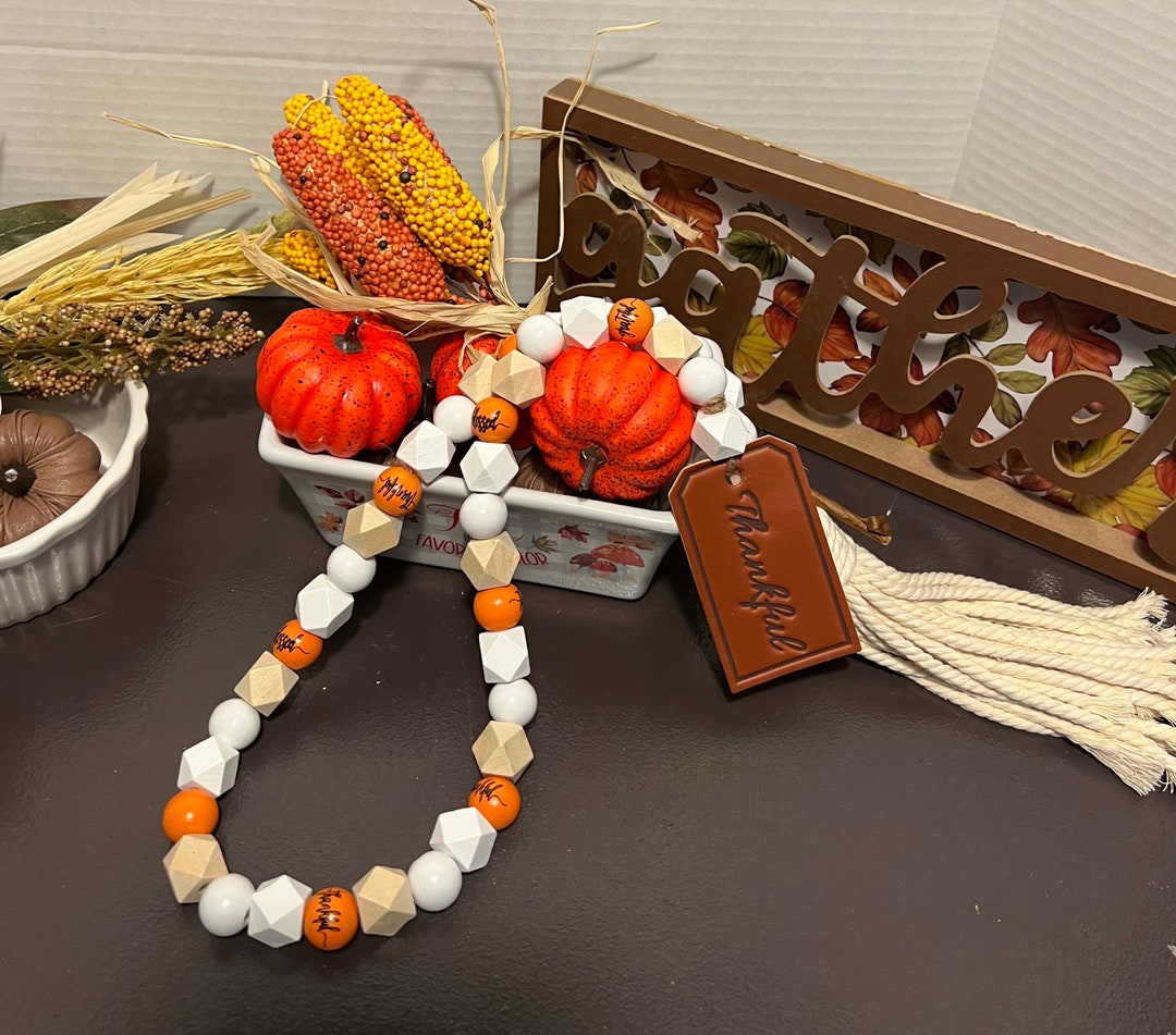 Fall Wood Bead Garland Fall Tiered Tray Decor Fall Bead - Etsy