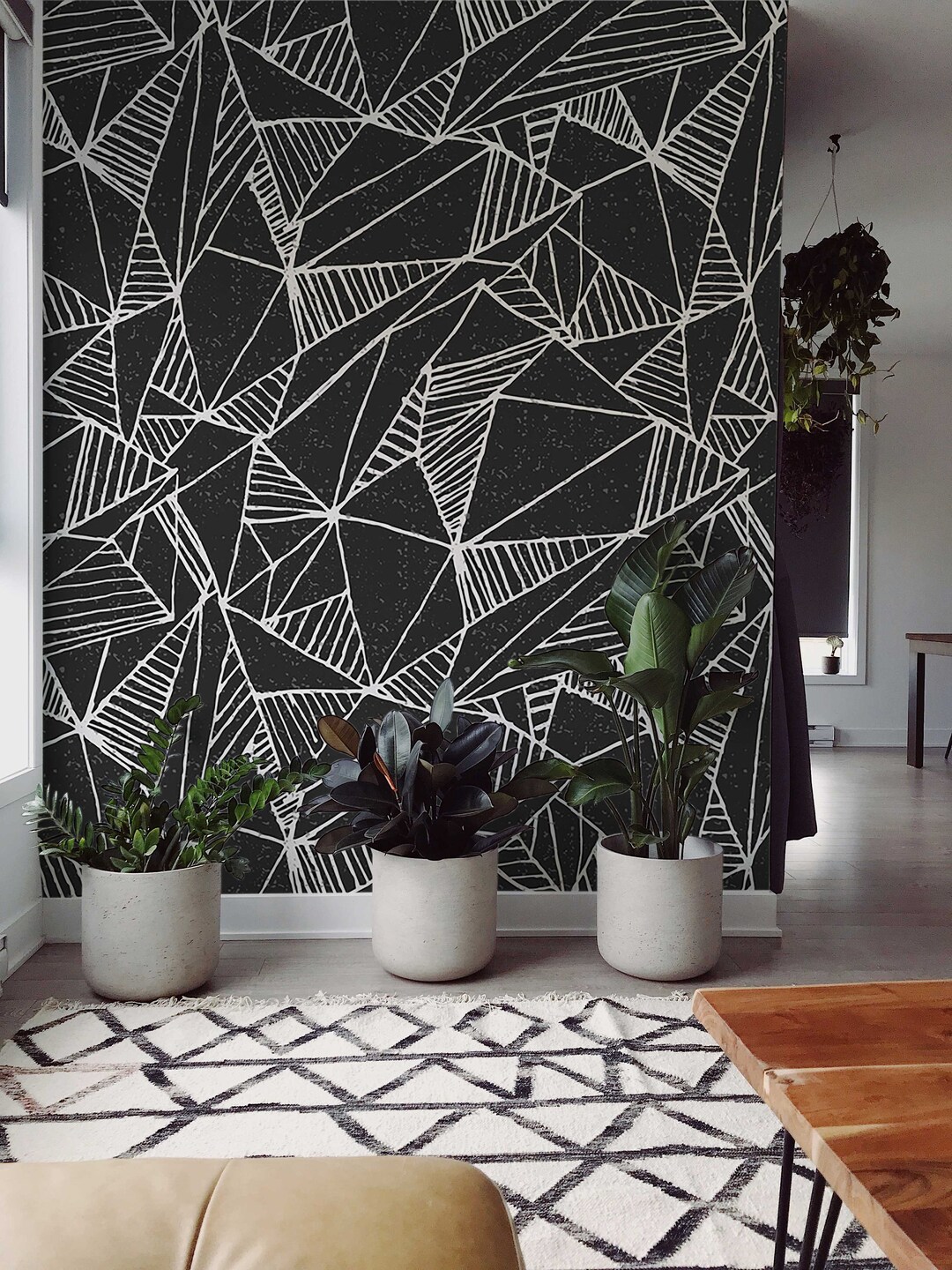 Modern Triangles Removable Wallpaper Wall Mural Peel and - Etsy