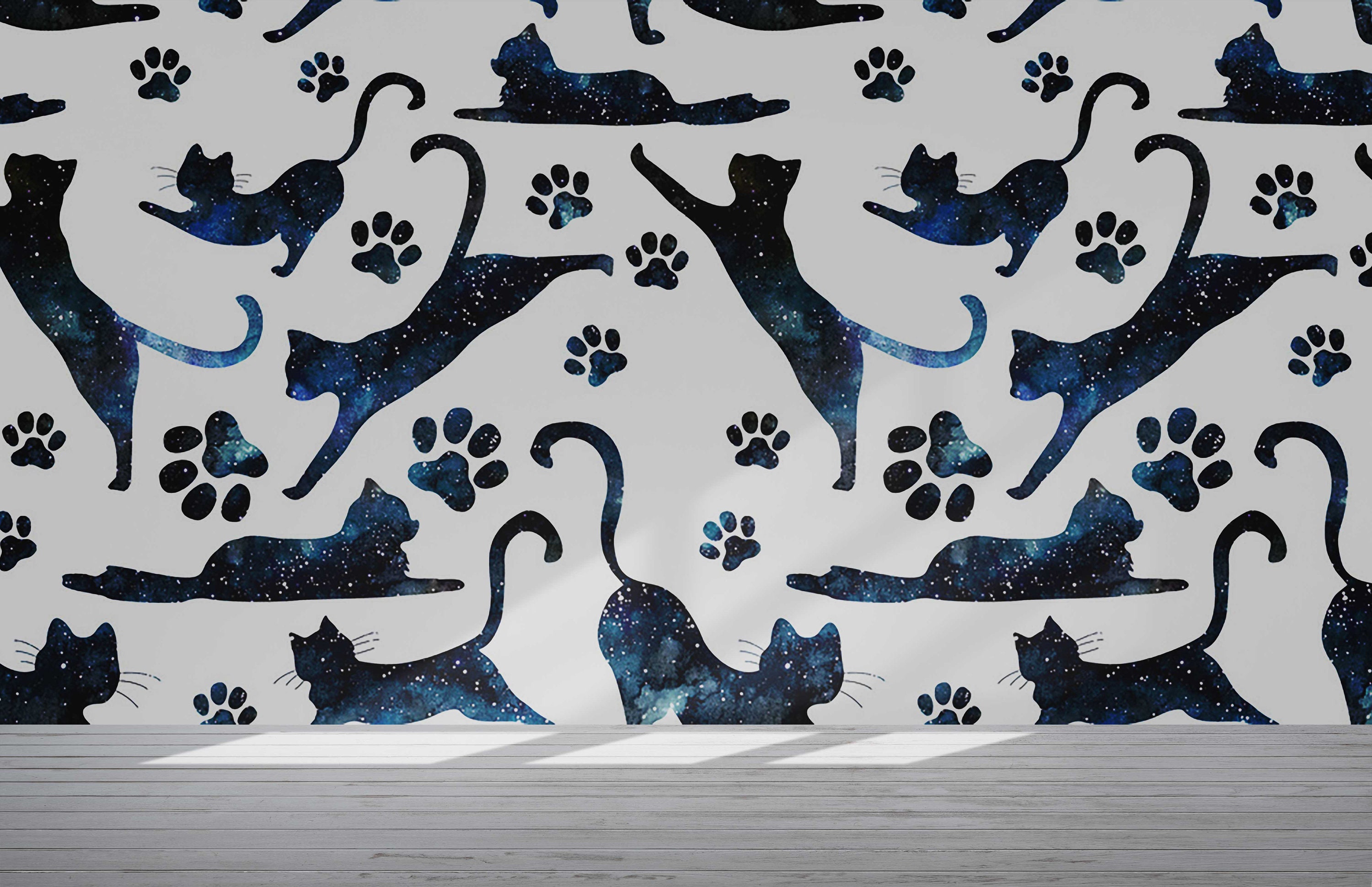 Astral Cats Removable Wallpaper Wall Mural Peel and Stick - Etsy