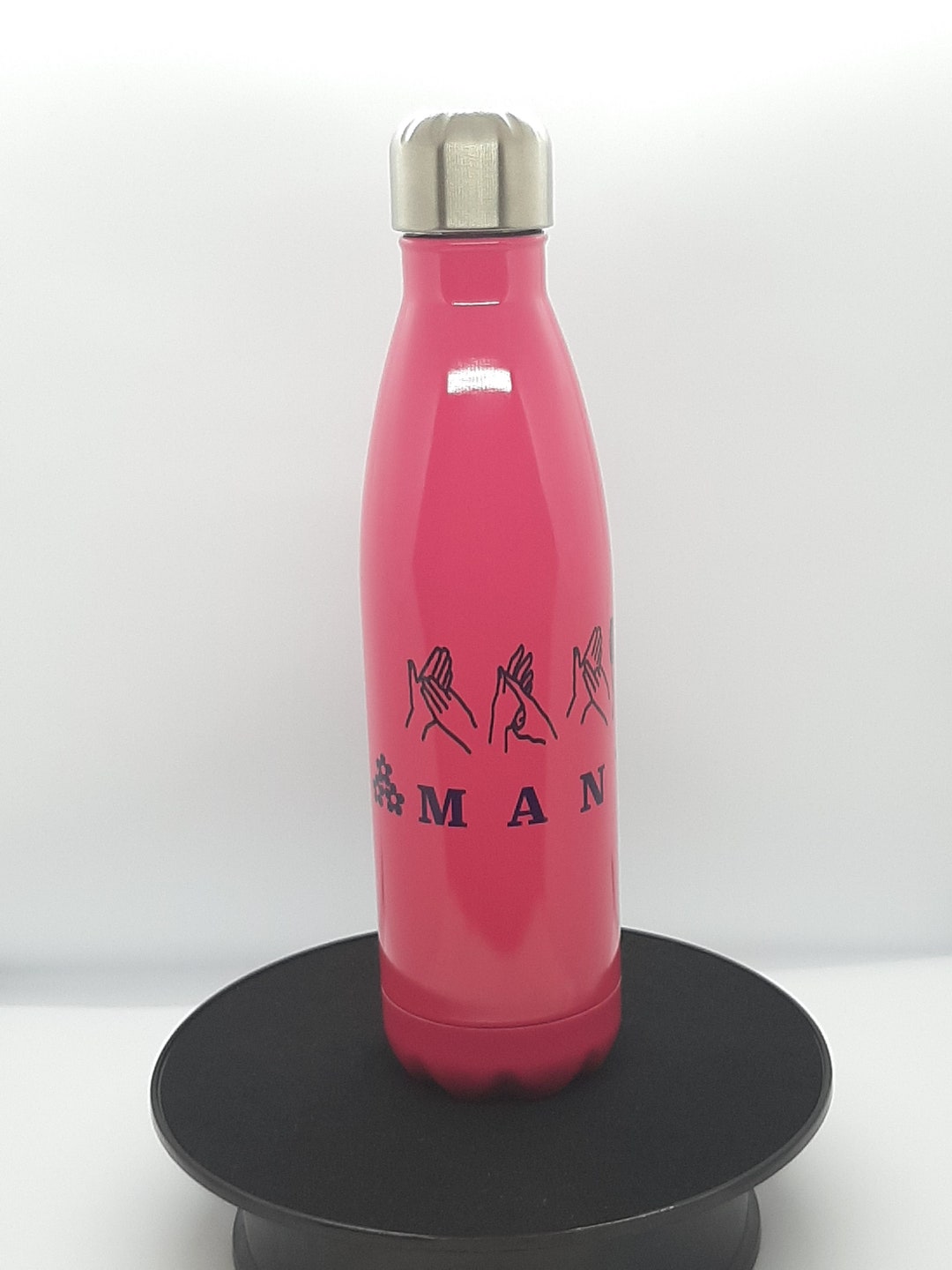 Pink Personalised Water Bottle in British Sign Language - Etsy