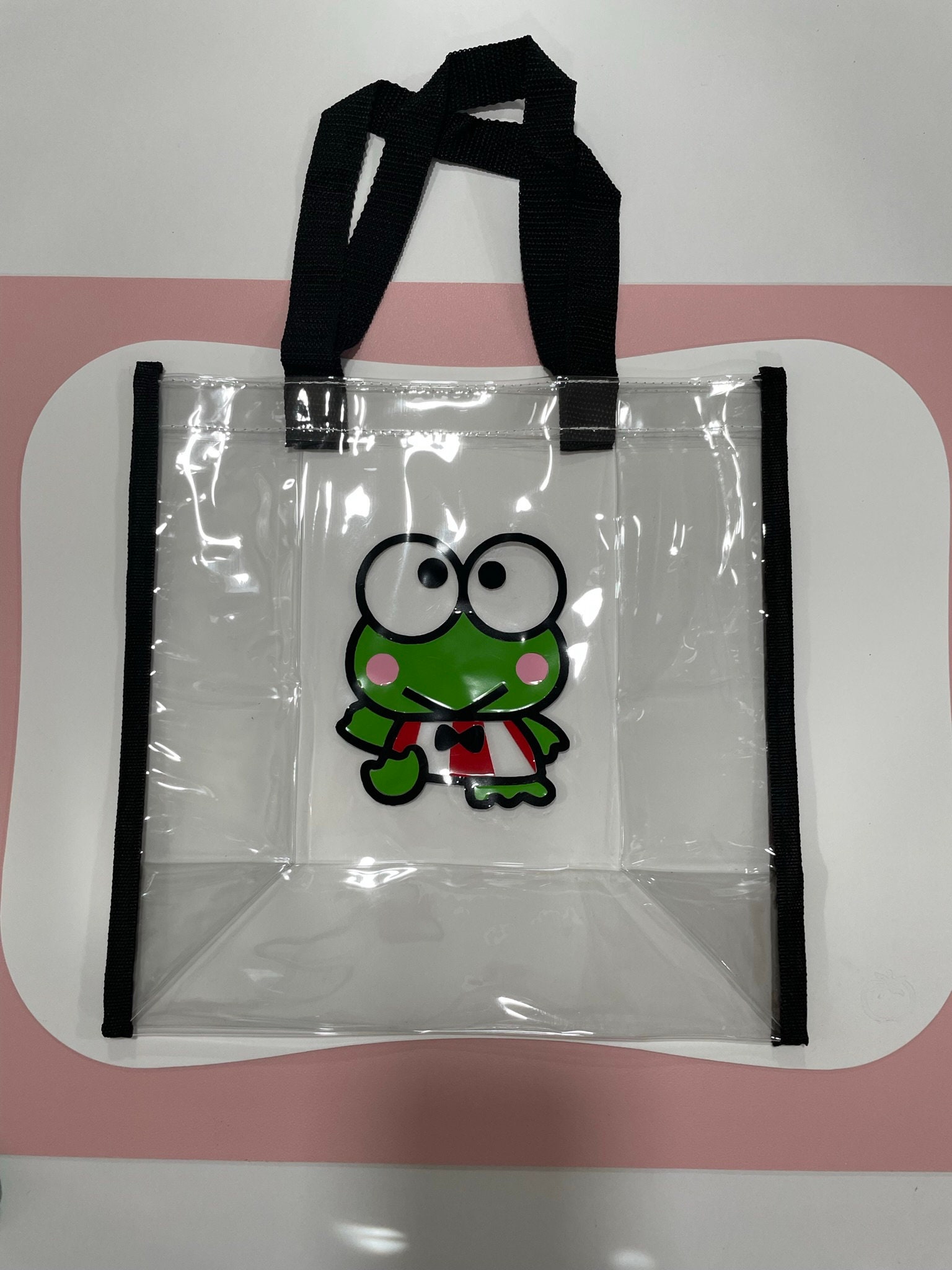 Keroppi Clear Transparent Tote Bag With Straps Stadium Approved Hello ...