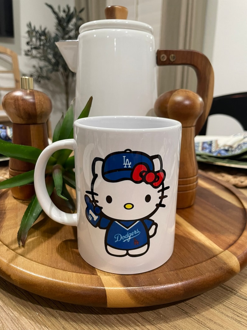 Hello Kitty LA Dodgers Inspired Ceramic Coffee Mug Hello Kitty Coffee ...