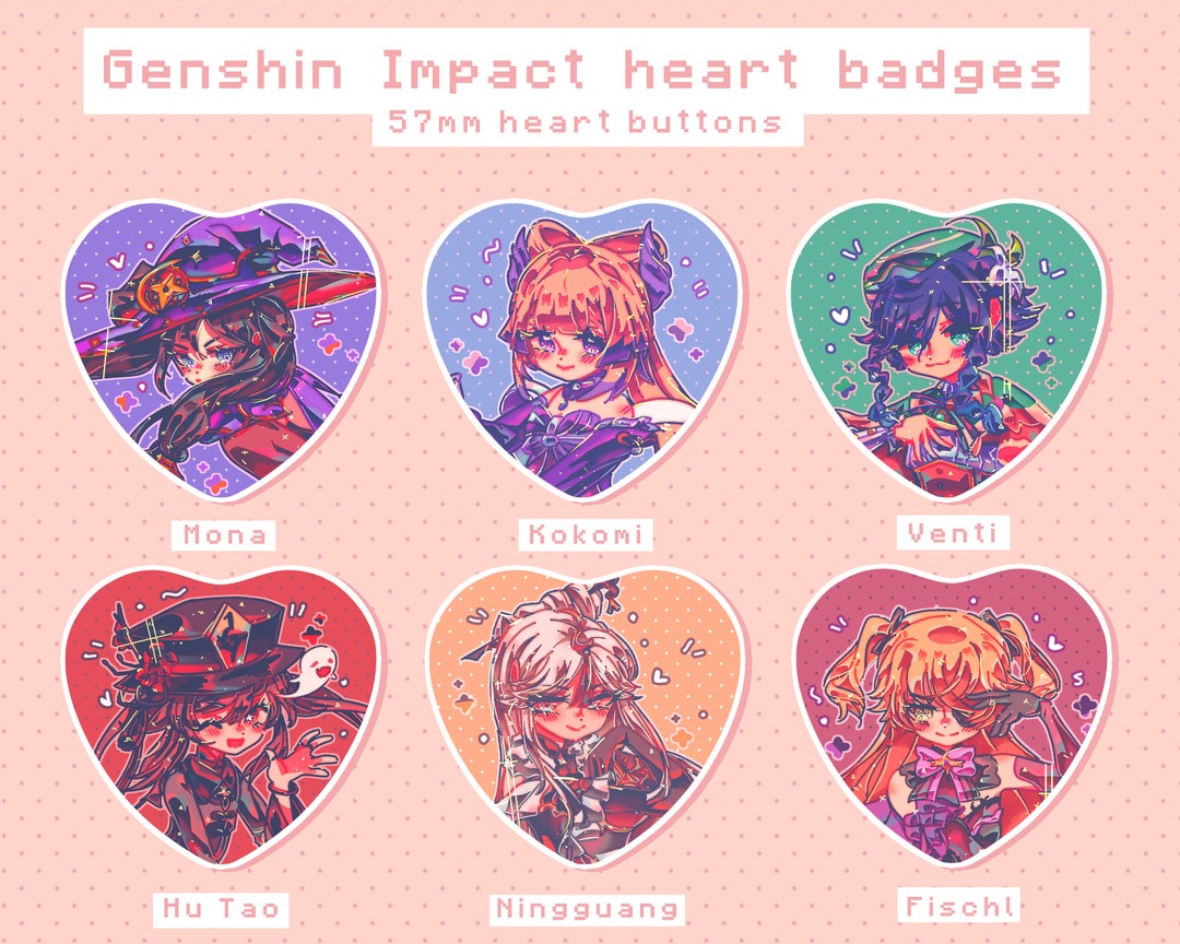 Genshin Impact Heart Badges - 57mm Button Pins - Etsy