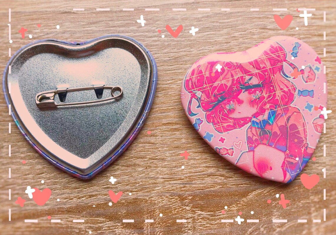 Doki Doki Literature Club Heart Badges 57mm Button Pins - Etsy