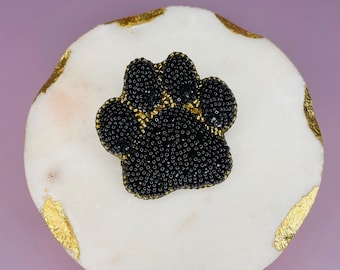 1 Pc Hand Embroidered Beaded Brooch, Cat Paw Pin Dog Paw Jewelry Animal ...