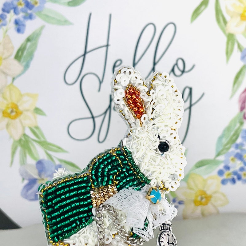 White Rabbit Brooch - Etsy