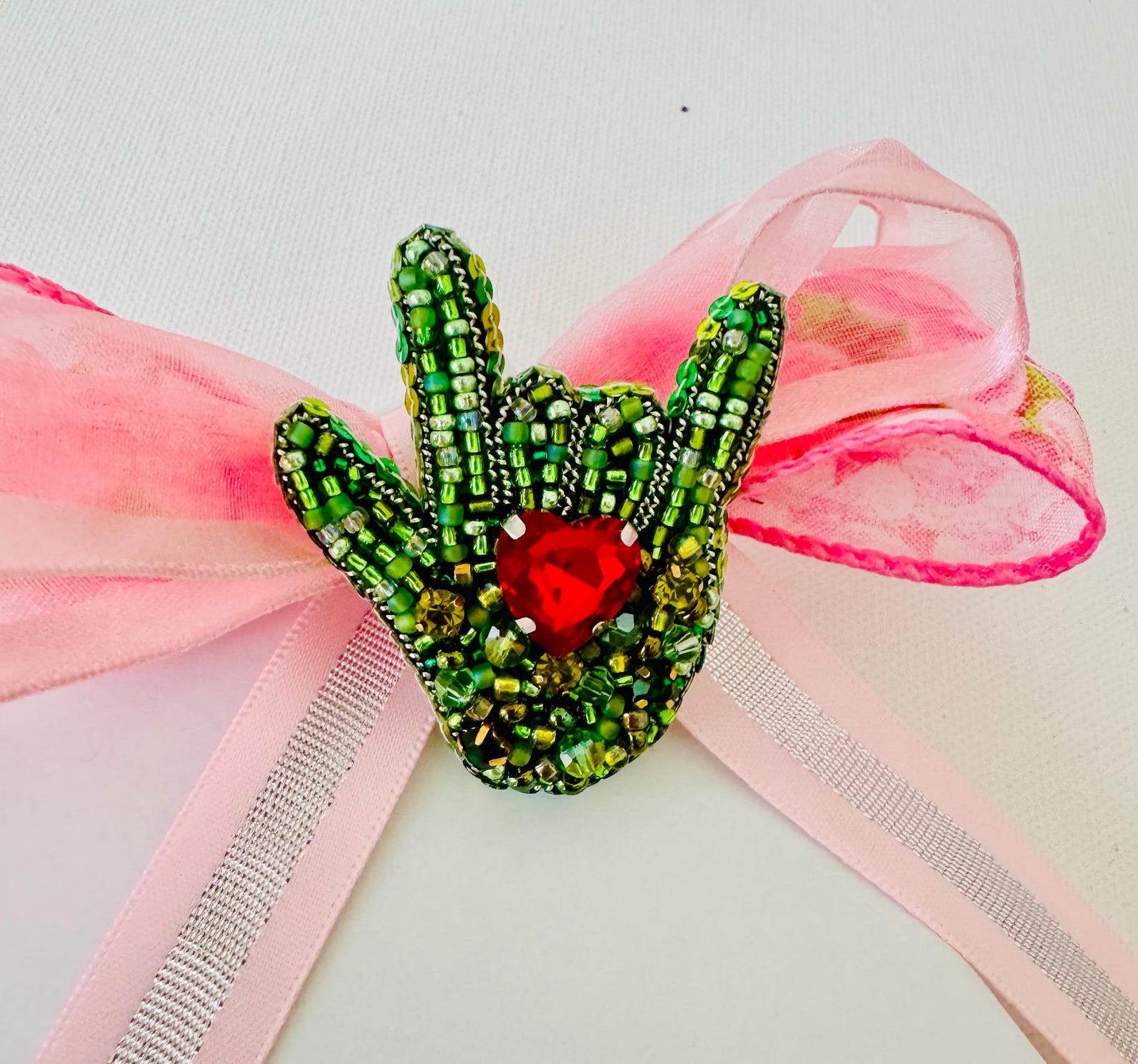 Beaded ASL 'I Love You' Brooch: Rhinestone Sign Language Pin - Etsy