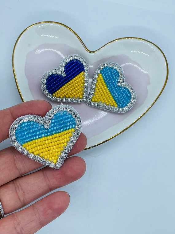 Ukraine Heart Brooch Beaded Ukraine Flag | Etsy