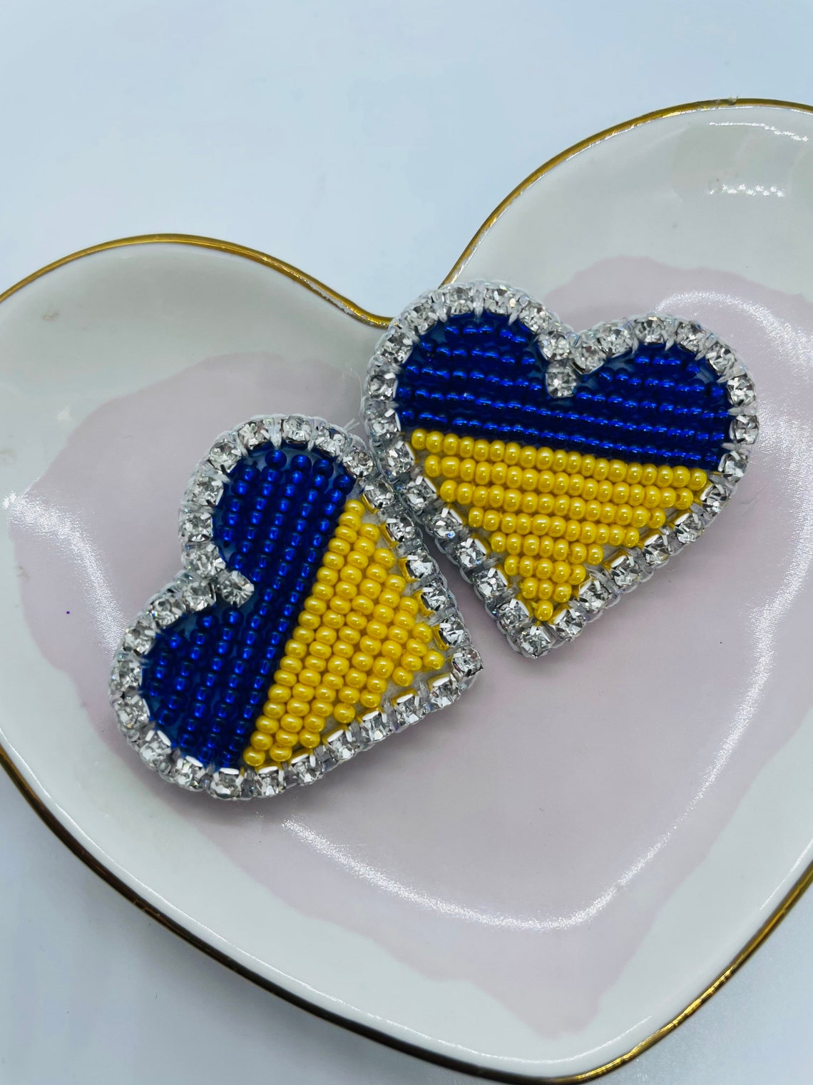 Ukraine Heart Brooch Beaded Ukraine Flag | Etsy