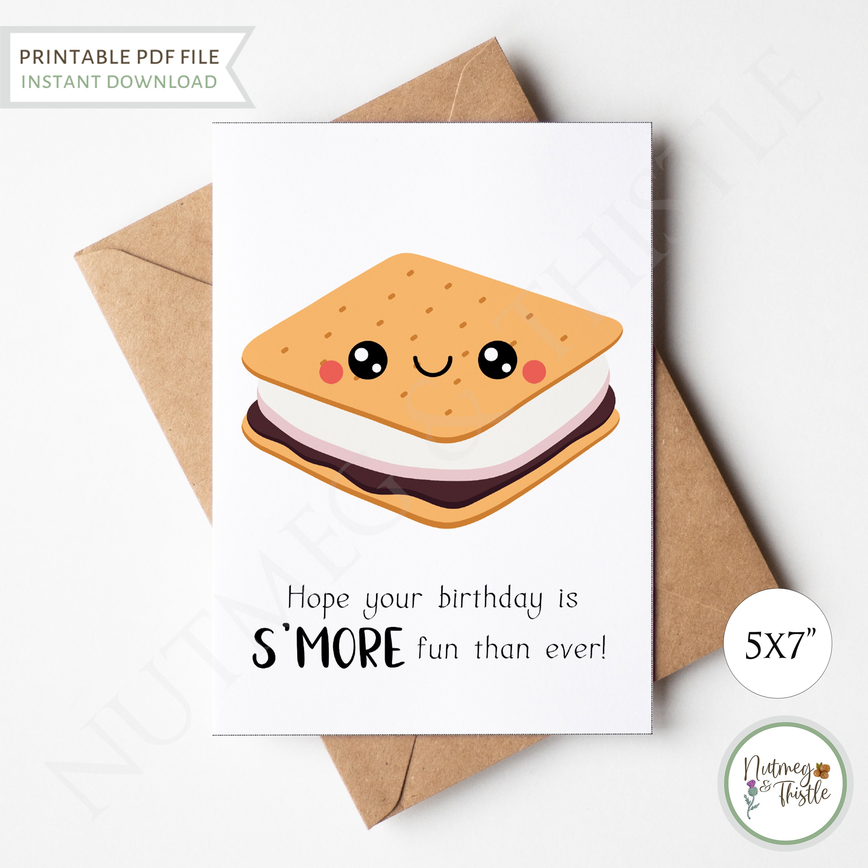 Kawaii Smore Funny Birthday Card, Cute Best Friend Mom Wife Boyfriend ...