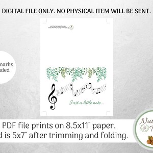 Music Greeting Card, Teacher Music Student Gift Printable Card, Music ...