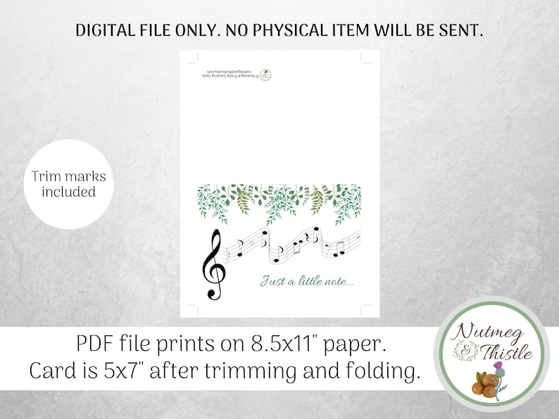 Music Greeting Card, Teacher Music Student Gift Printable Card, Music ...