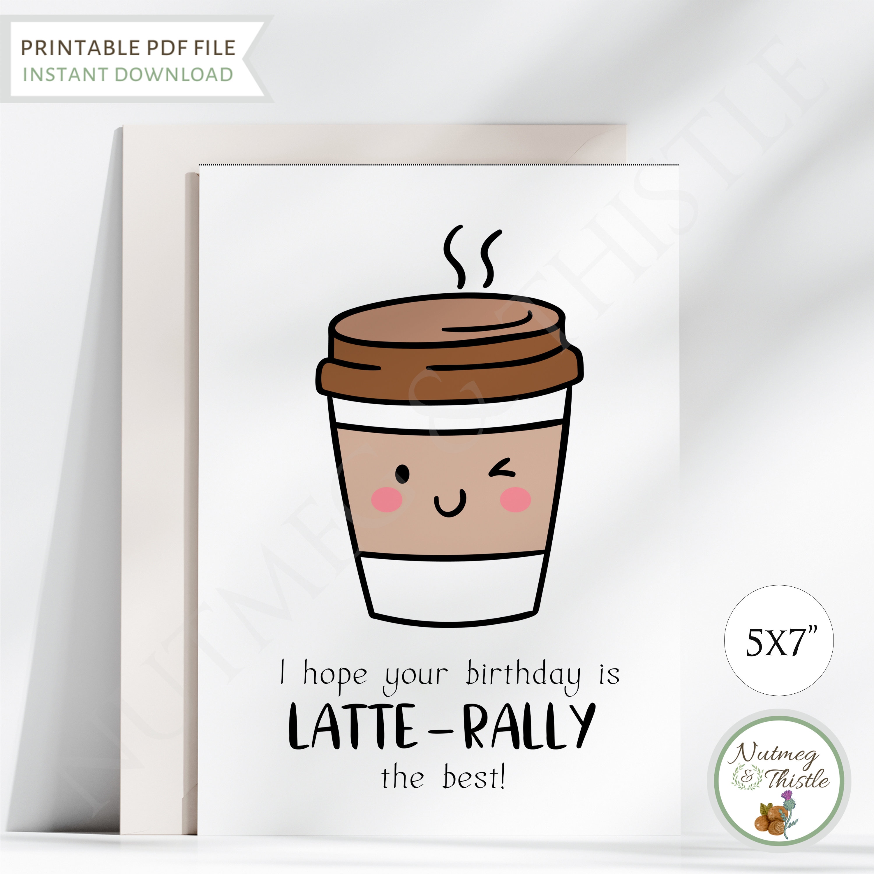 Coffee Birthday Card Latte Cup Cute Punny Birthday Card - Etsy