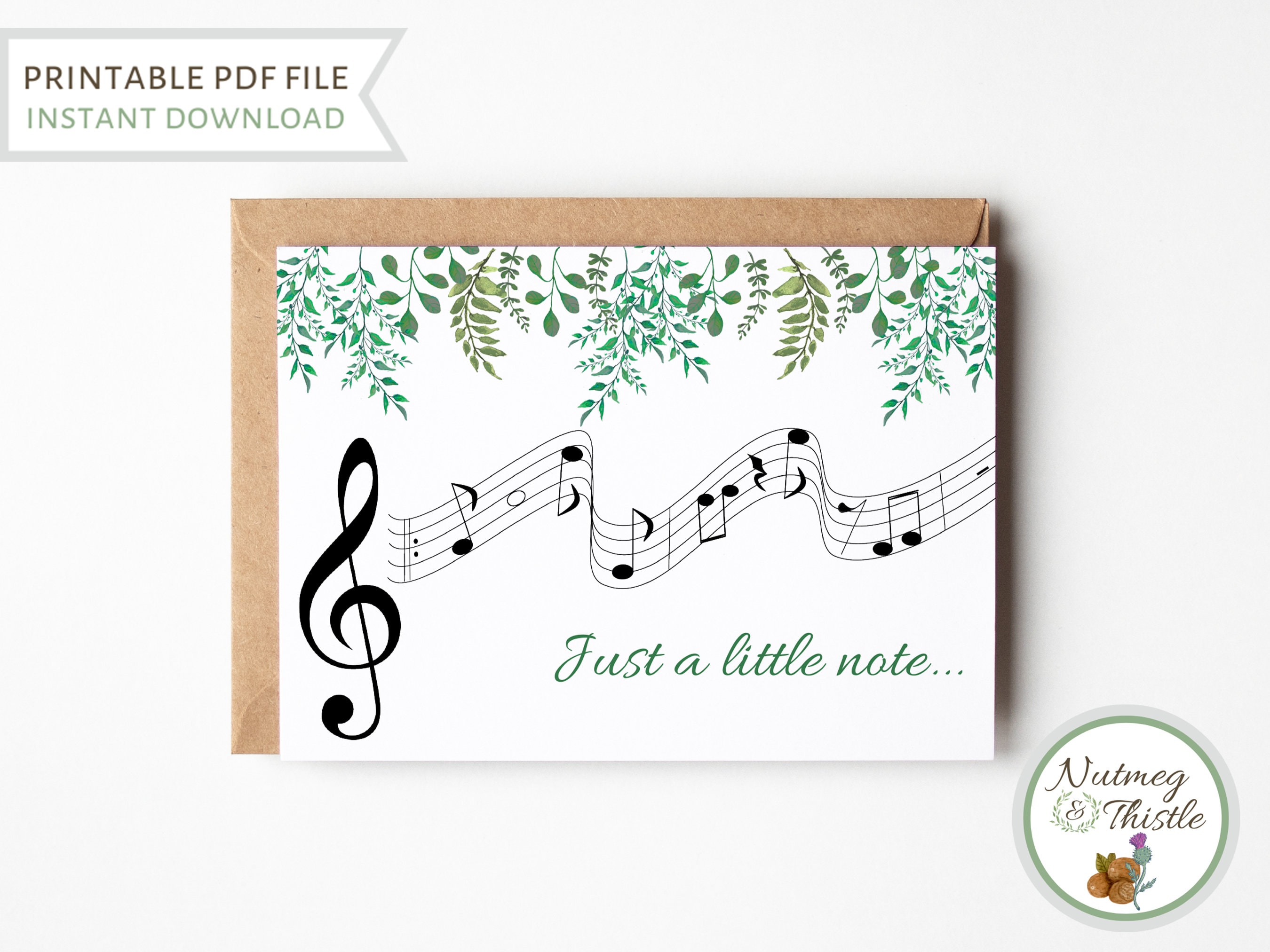 Music Greeting Card, Teacher Music Student Gift Printable Card, Music ...
