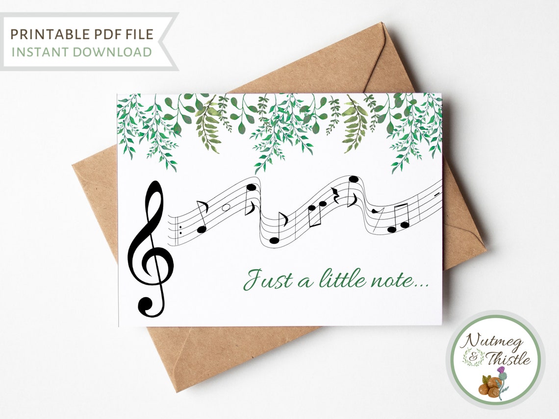 Music Greeting Card, Teacher Music Student Gift Printable Card, Music ...