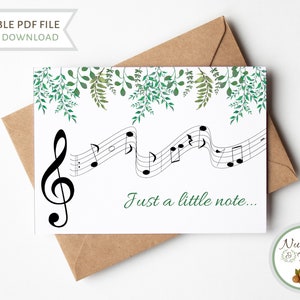 Music Greeting Card, Teacher Music Student Gift Printable Card, Music ...
