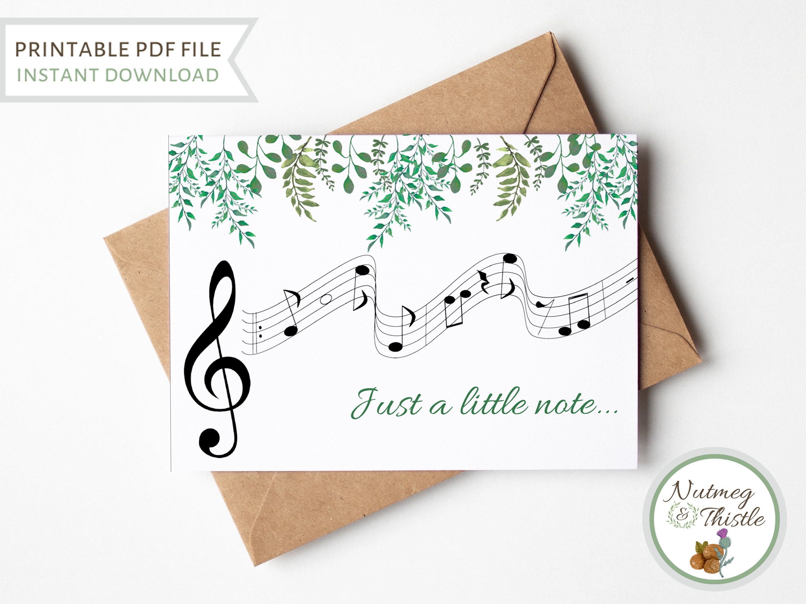 Music Greeting Card, Teacher Music Student Gift Printable Card, Music ...