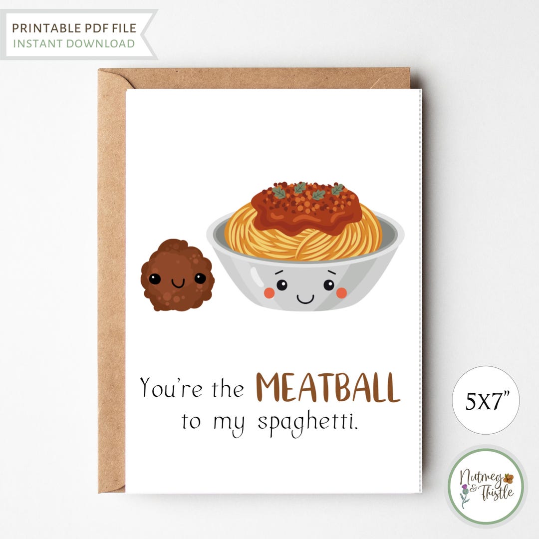Pasta Anniversary Card, Kawaii Funny Greeting Cards for Him Italian , 1 ...