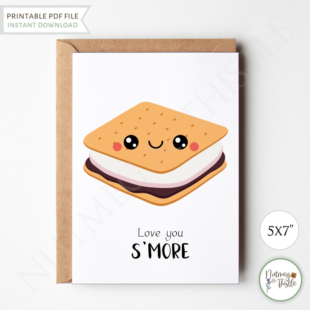 Kawaii Love You Smore Card, Funny Valentine Anniversary Best Friend ...