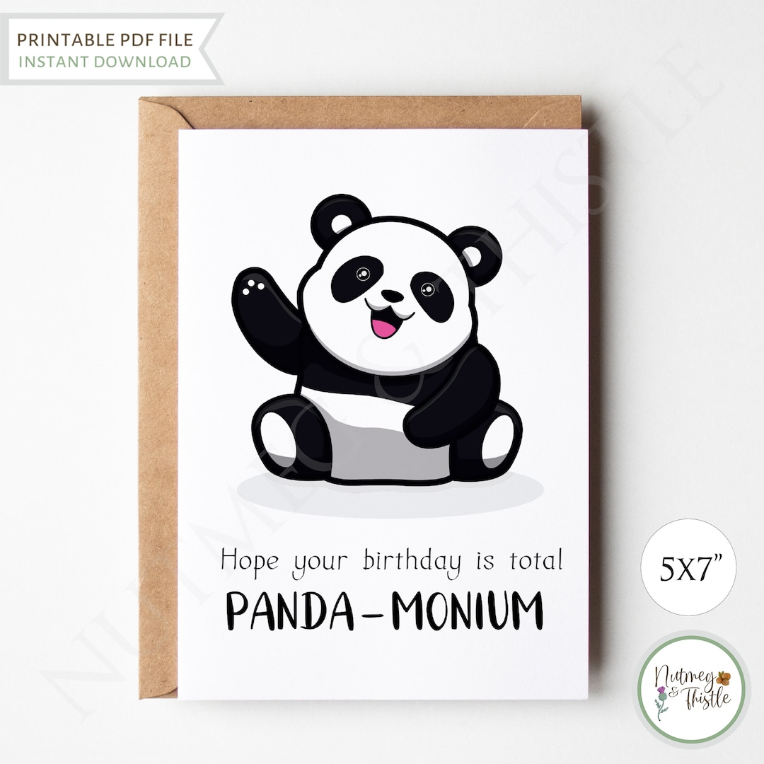 Kawaii Panda Funny Birthday Card, Panda Bear Punny Birthday Card, Wife ...