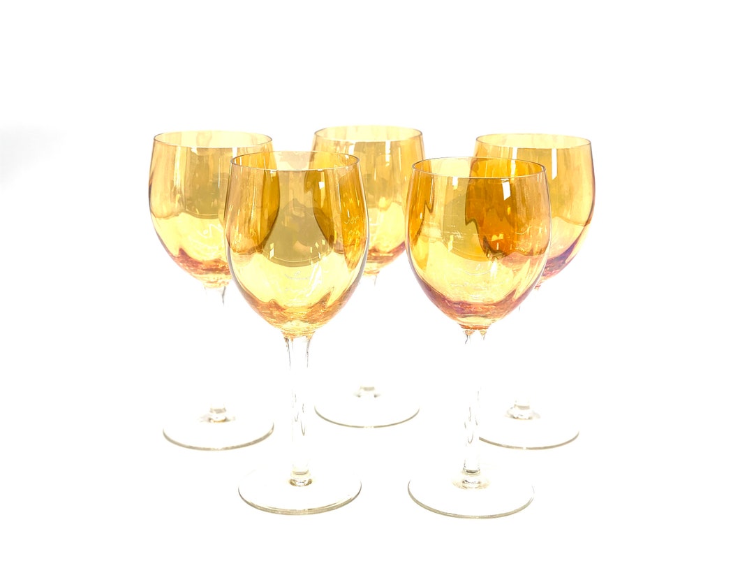 Vintage Pearly Orange Elegant Wine Glass Set of 5 Made in Germany, 90s ...