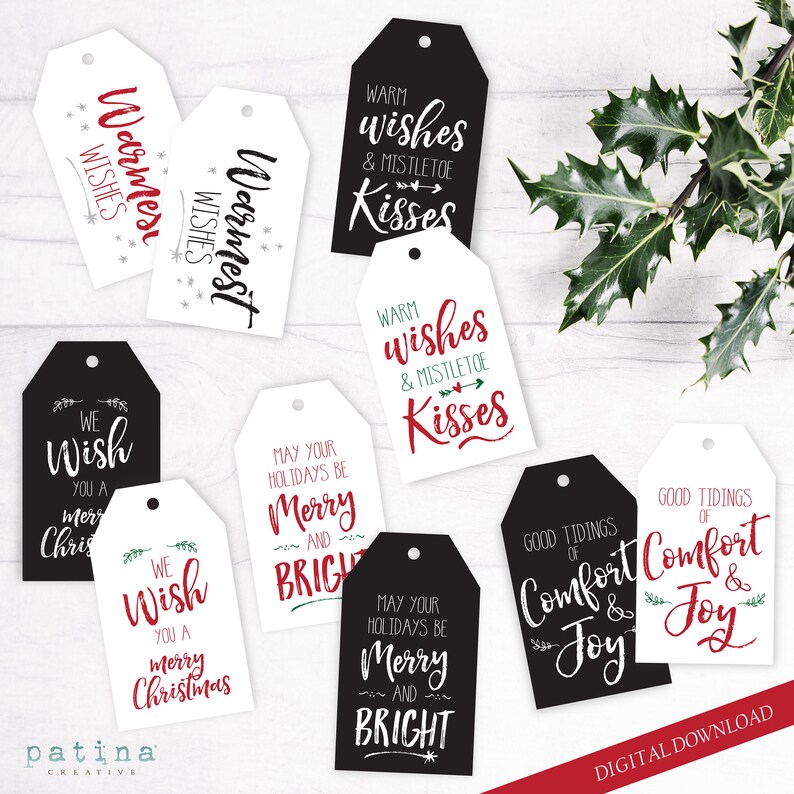 Holiday Gift Tags, Digital Gift Tags, Printable Gift Tags, Present Tags ...