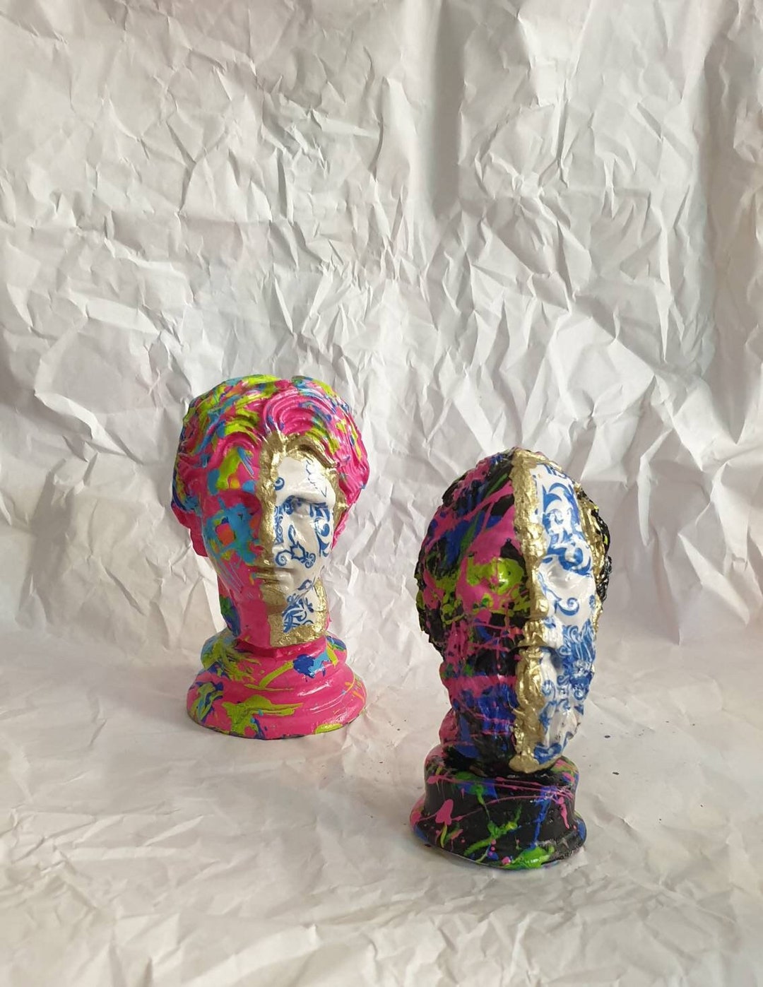 Set of 2 Unique Greek Head Statue,pop Art Sculpture,modern Roman ...