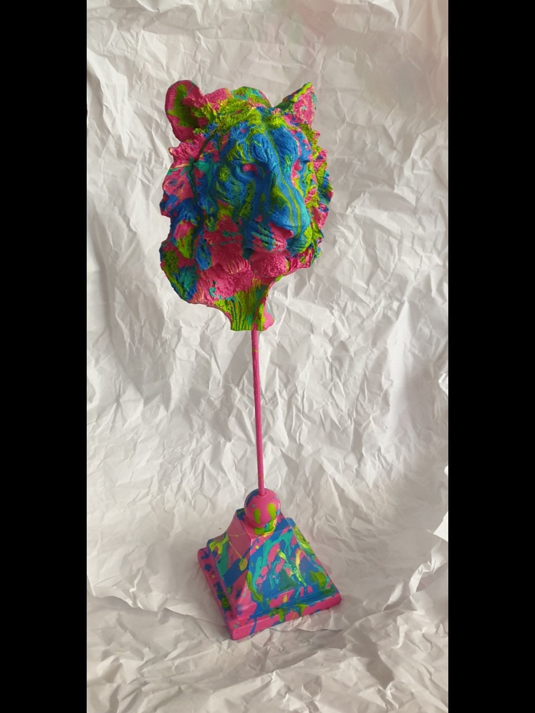 Unique Lion Head Sculpture Bust Statue,graffiti Decor,urban Modern ...