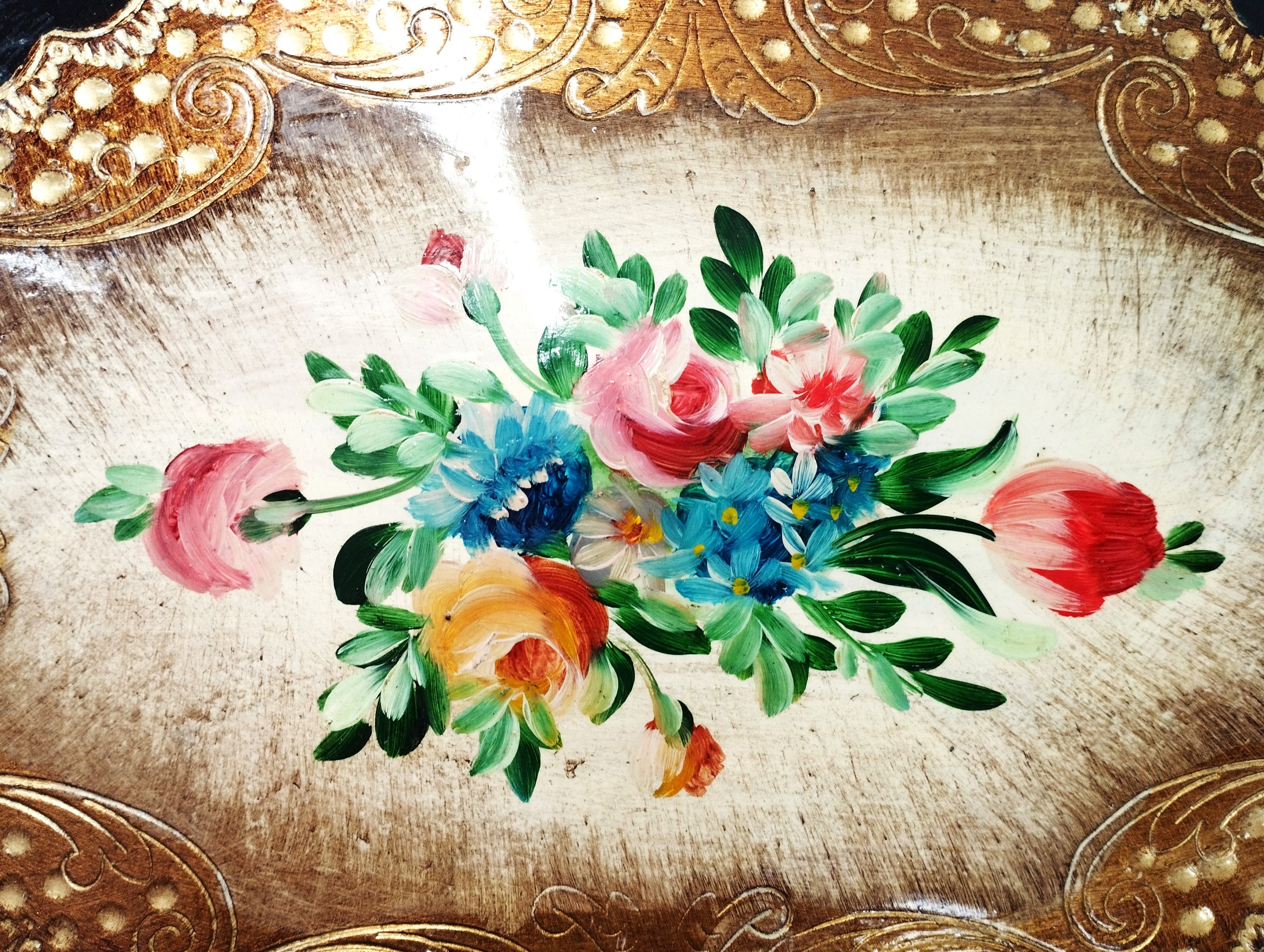 Vintage 80s. Italian Florentine Decorative Oval Tray Gilt - Etsy