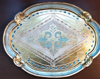 Decorative Florentine Wooden Gilt Serving Tray. Finest Floral Design ...