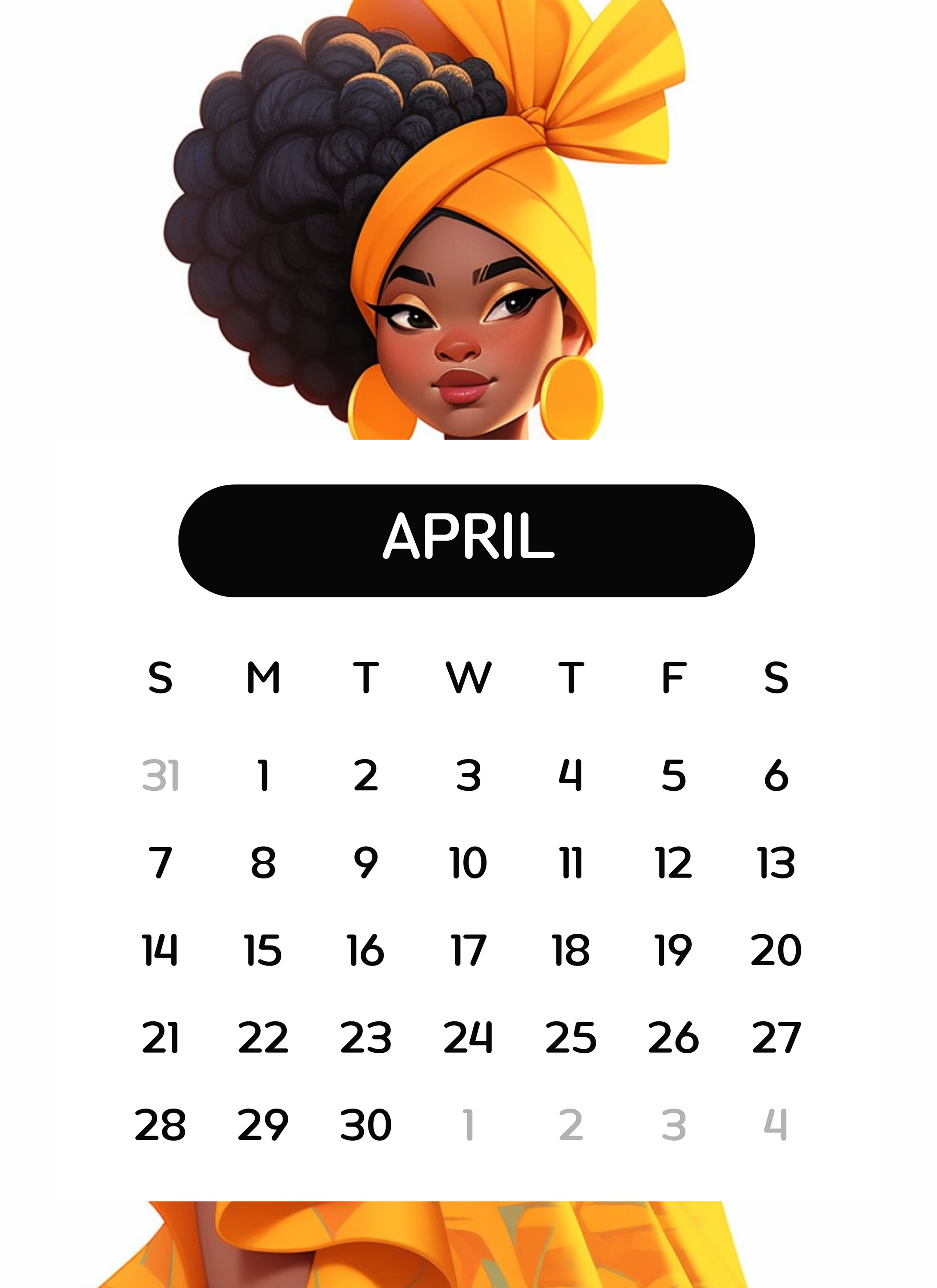 2024 Brown Girls Digital Calendar - Instant PDF Download for Goodnotes ...