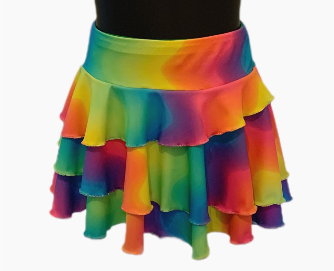 Rainbow Ice Skating Skirt: Encanto Style Spandex With Scrunchies (child ...