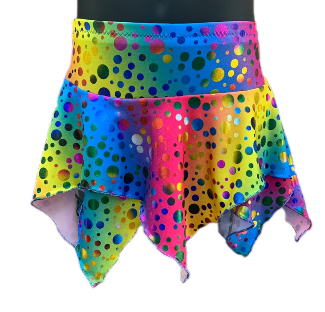 Rainbow Spandex Skating Skirt: Metallic Trim, Child Size 8-10 - Etsy