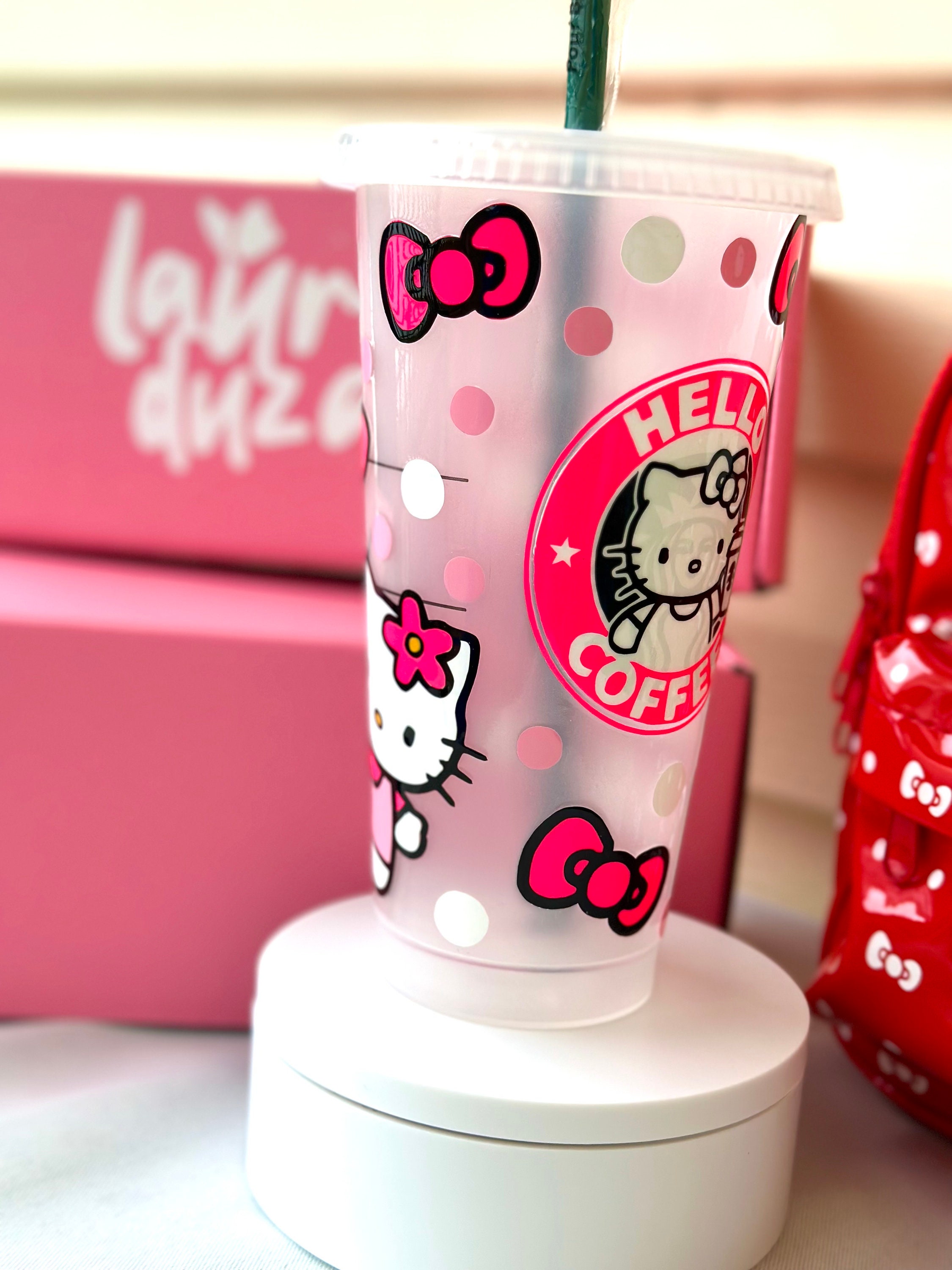 Kawaii Pink Hello Kitty Hello Coffee Starbucks Cold Cup Cute - Etsy