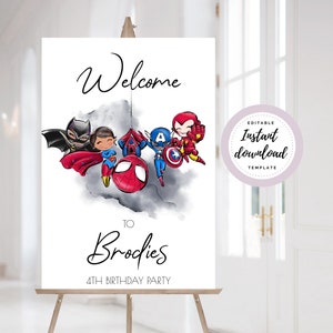 Superhero Welcome Sign Template INSTANT DOWNLOAD Editable, Printable ...