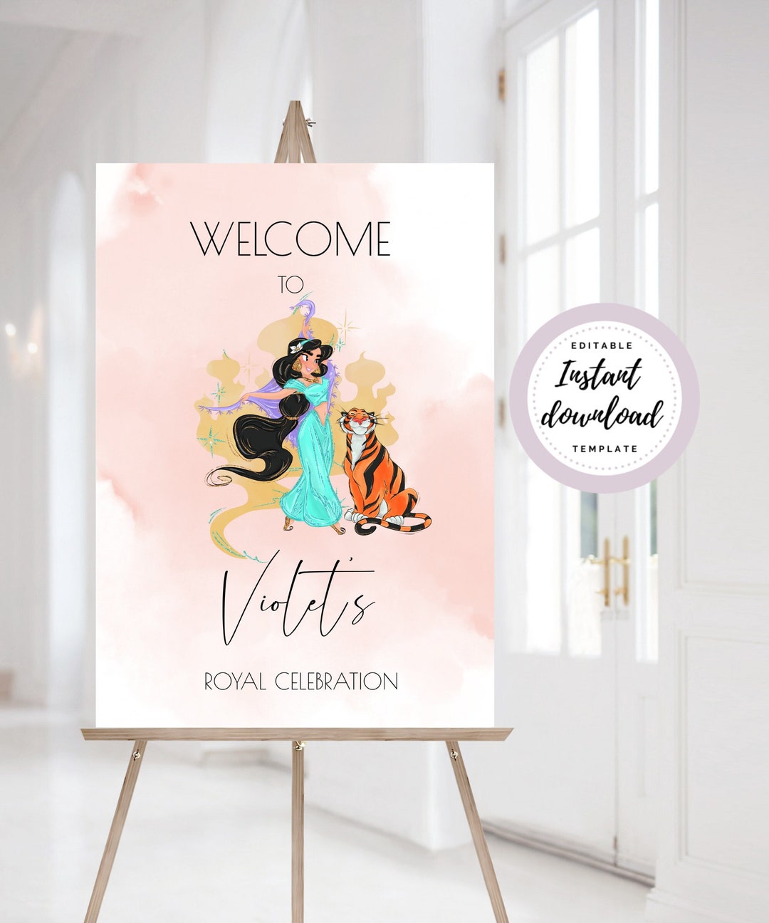 Princess Birthday Welcome Sign Template INSTANT DOWNLOAD Editable ...