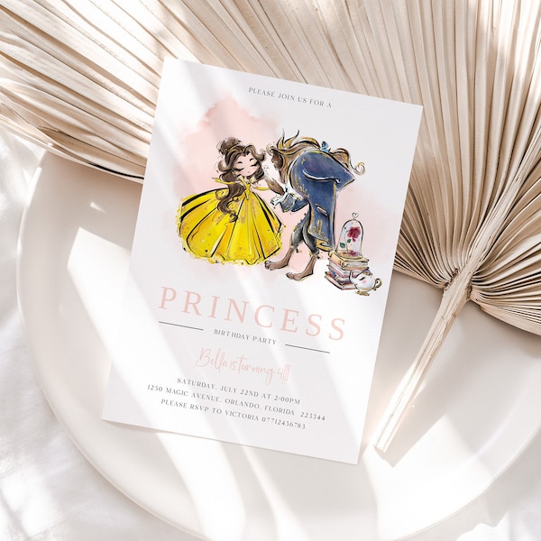 Princess Belle Invitation Template - Etsy