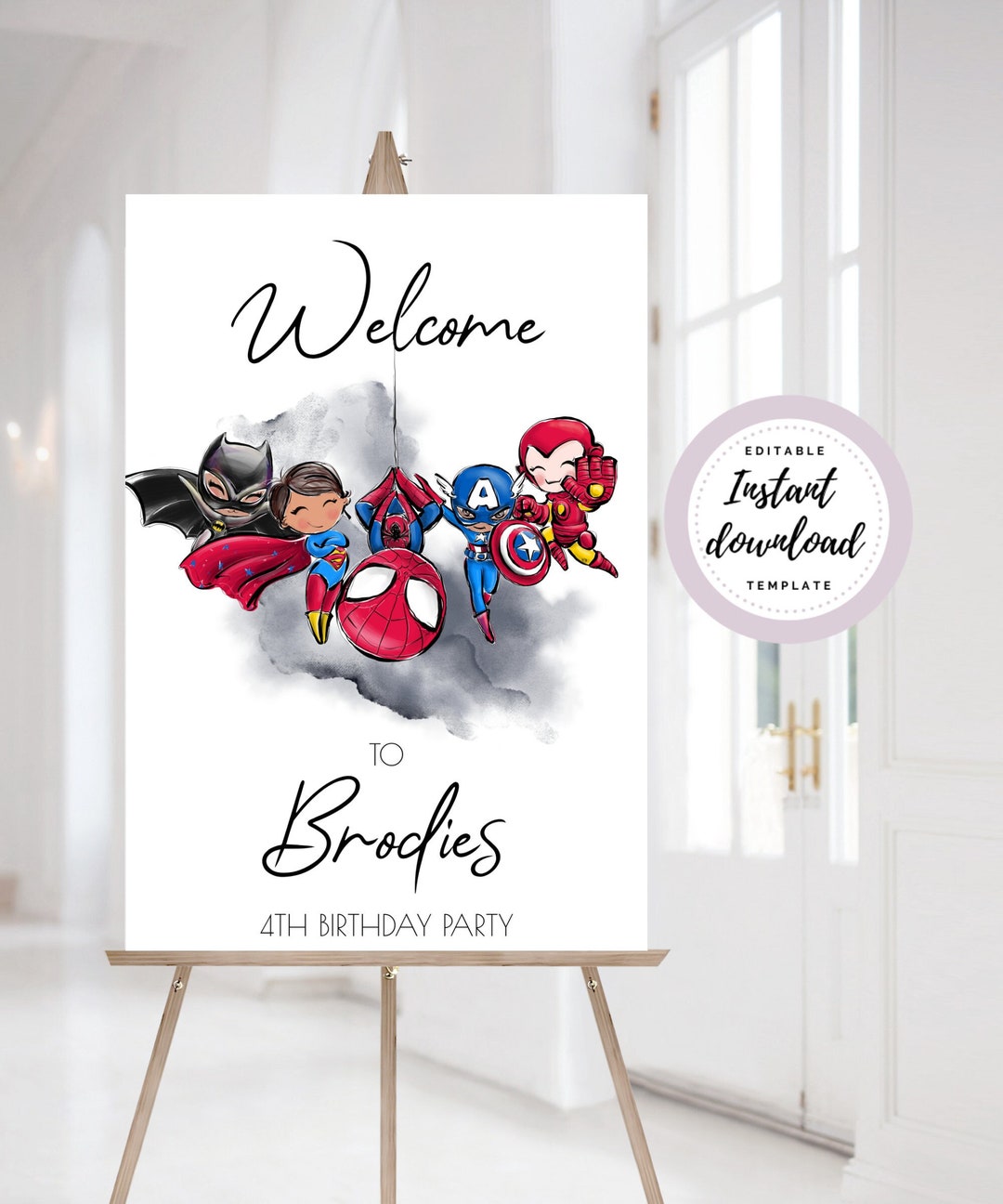 Superhero Welcome Sign Template INSTANT DOWNLOAD Editable, Printable ...