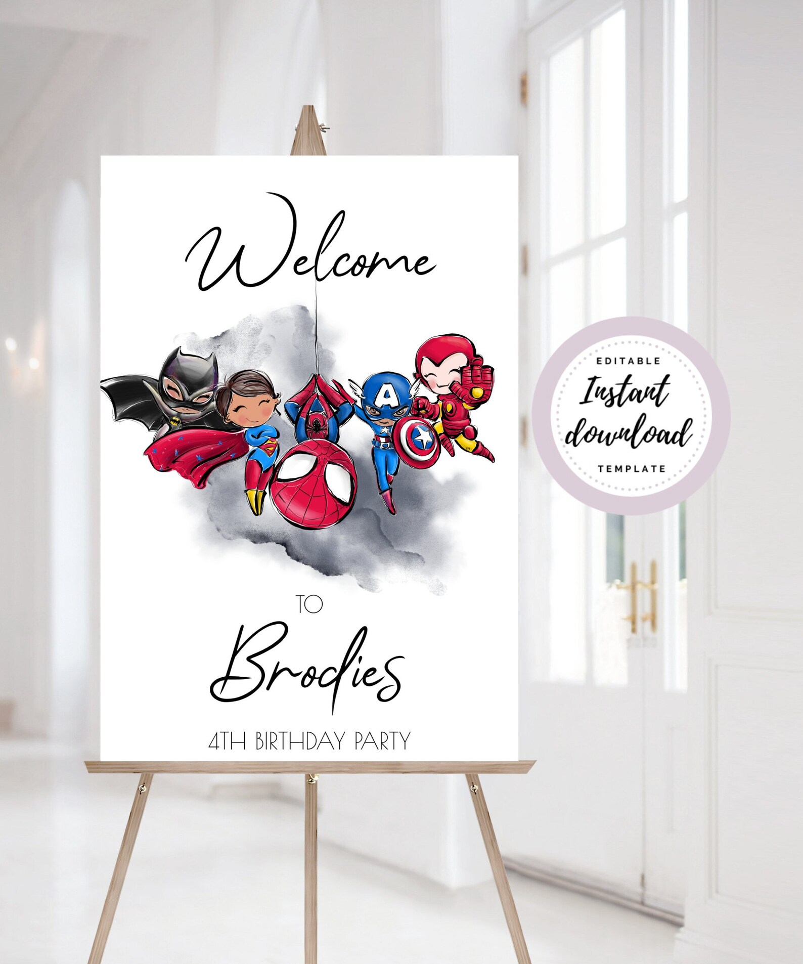 Superhero Welcome Sign Template INSTANT DOWNLOAD Editable - Etsy