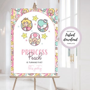 Editable Peach Birthday Welcome Sign Template INSTANT DOWNLOAD Editable ...