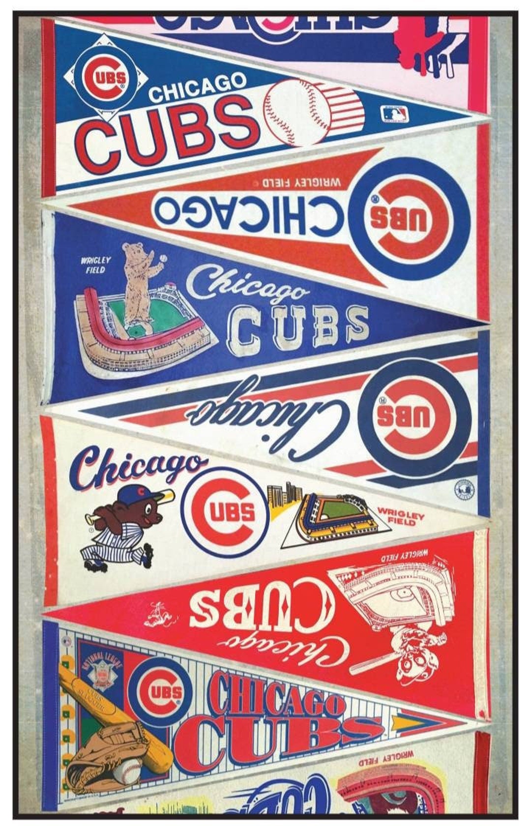 Vintage Chicago Cubs Pennant Collage Print 11 by 17 - Etsy