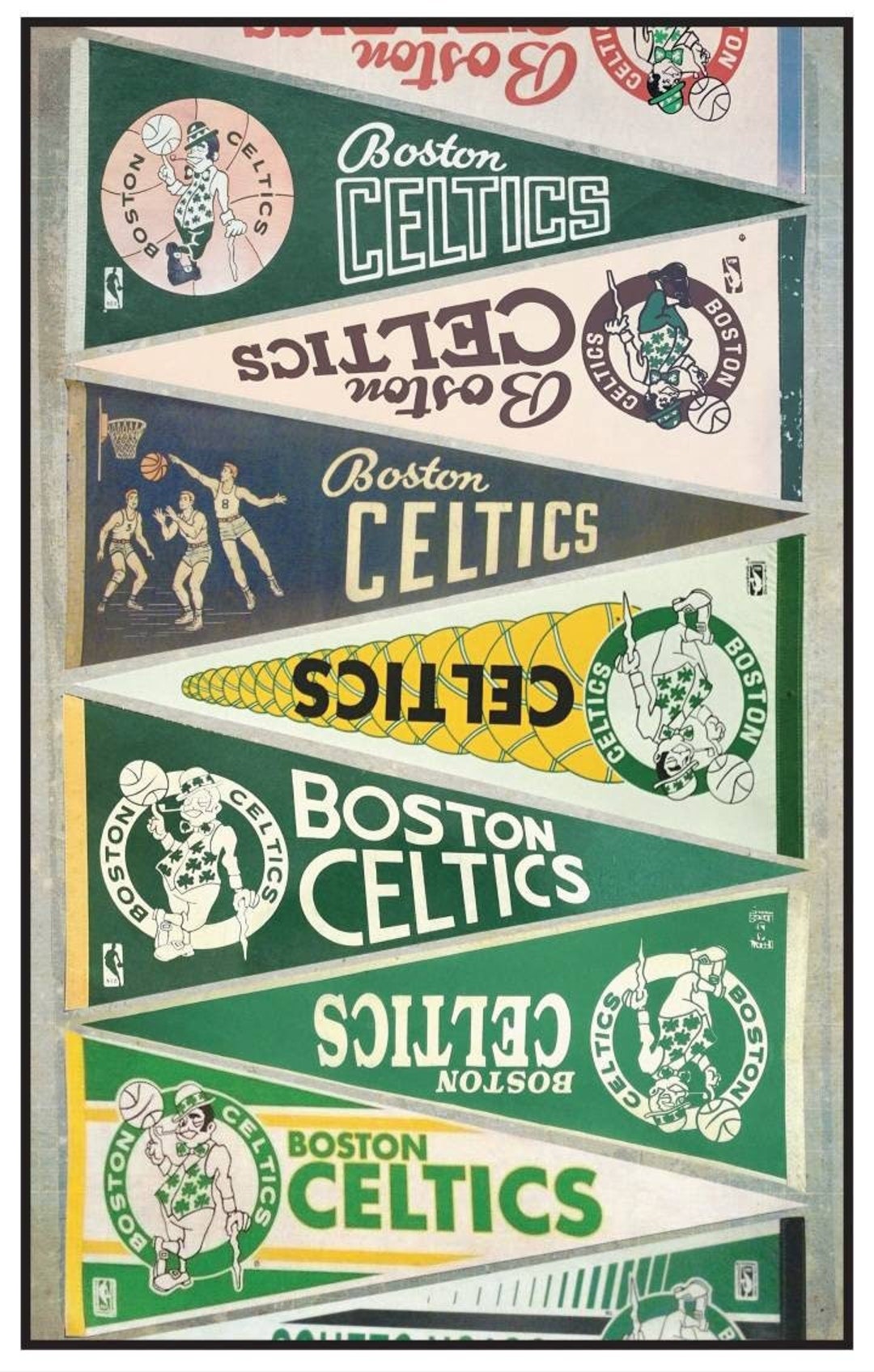 Boston Celtics Vintage Pennant Print 15 by 24 or 11 by 17 - Etsy