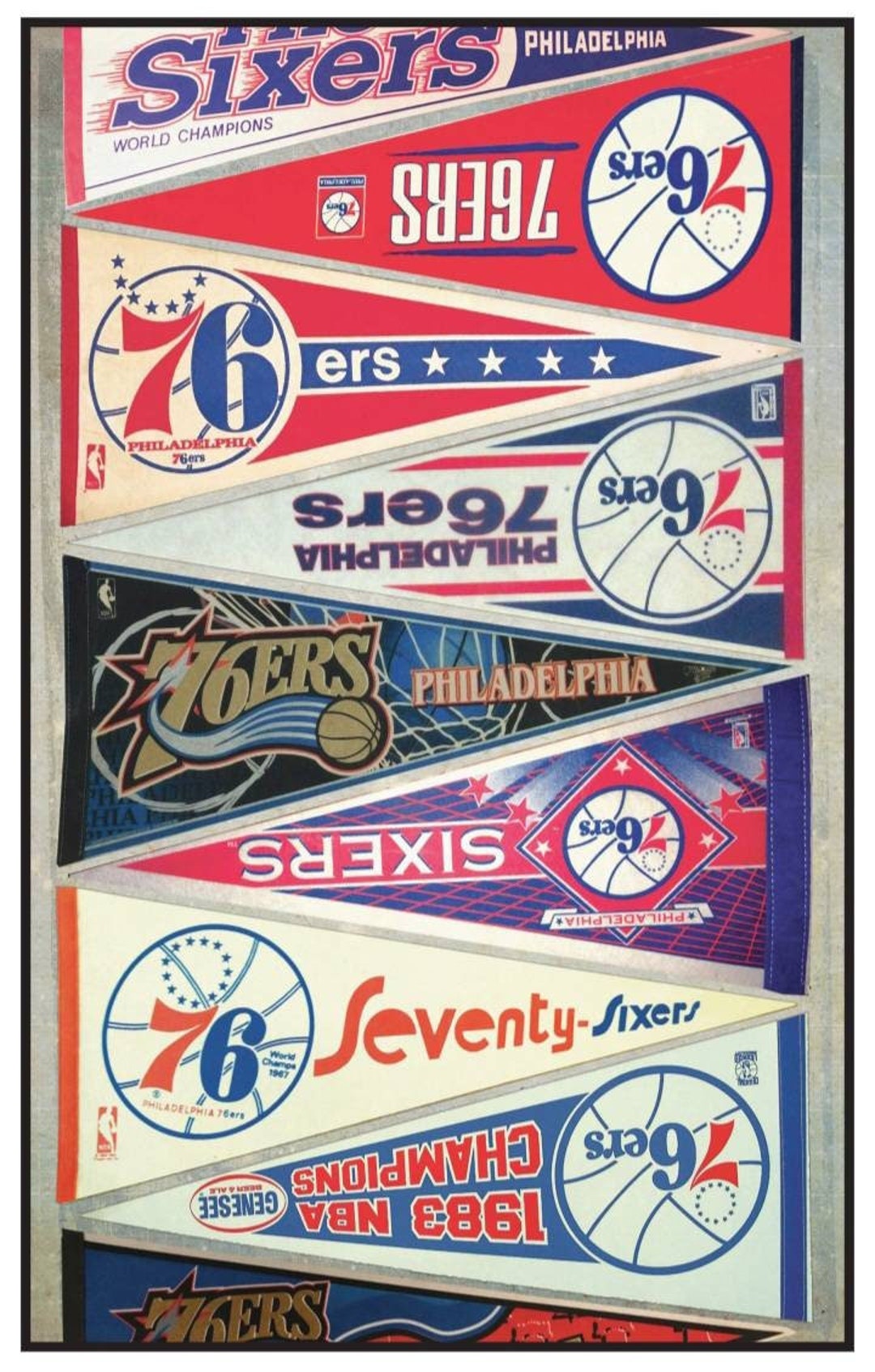 Philadelphia 76ers Vintage Pennant Print 15 by 24 or 11 by 17 - Etsy