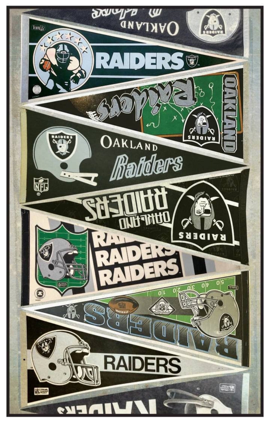 Oakland Raiders Vintage Pennant Poster 15 by 24, 11 by 17 - Etsy