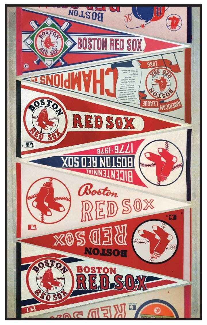 Vintage Boston Red Sox Pennant Collage Print 11 by 17 - Etsy