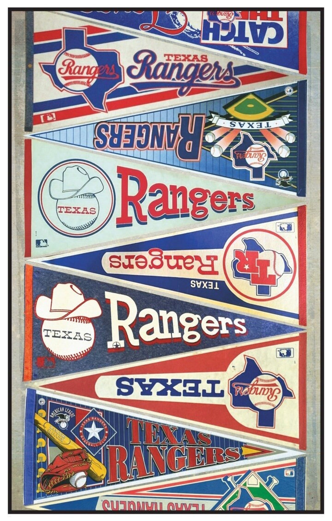 Texas Rangers Vintage Pennant Print 11 by 17 or 15 by 24 - Etsy