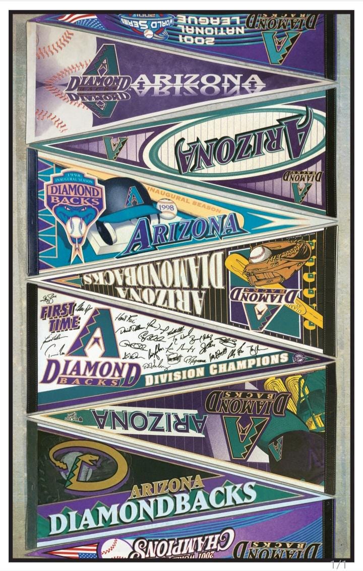 Arizona Diamondbacks Vintage Pennant Print 11 by 17 - Etsy